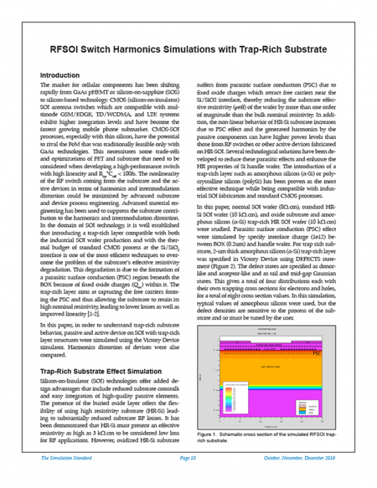 RFSOI Switch Harmonics Simulations with Trap-Rich Substrate - Silvaco