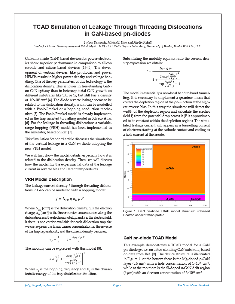 TCAD Simulation of Leakage Through Threading Dislocations in GaN-based ...