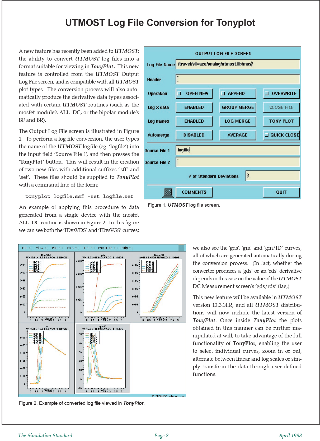 UTMOST Log File Conversion for TonyPlot - Silvaco