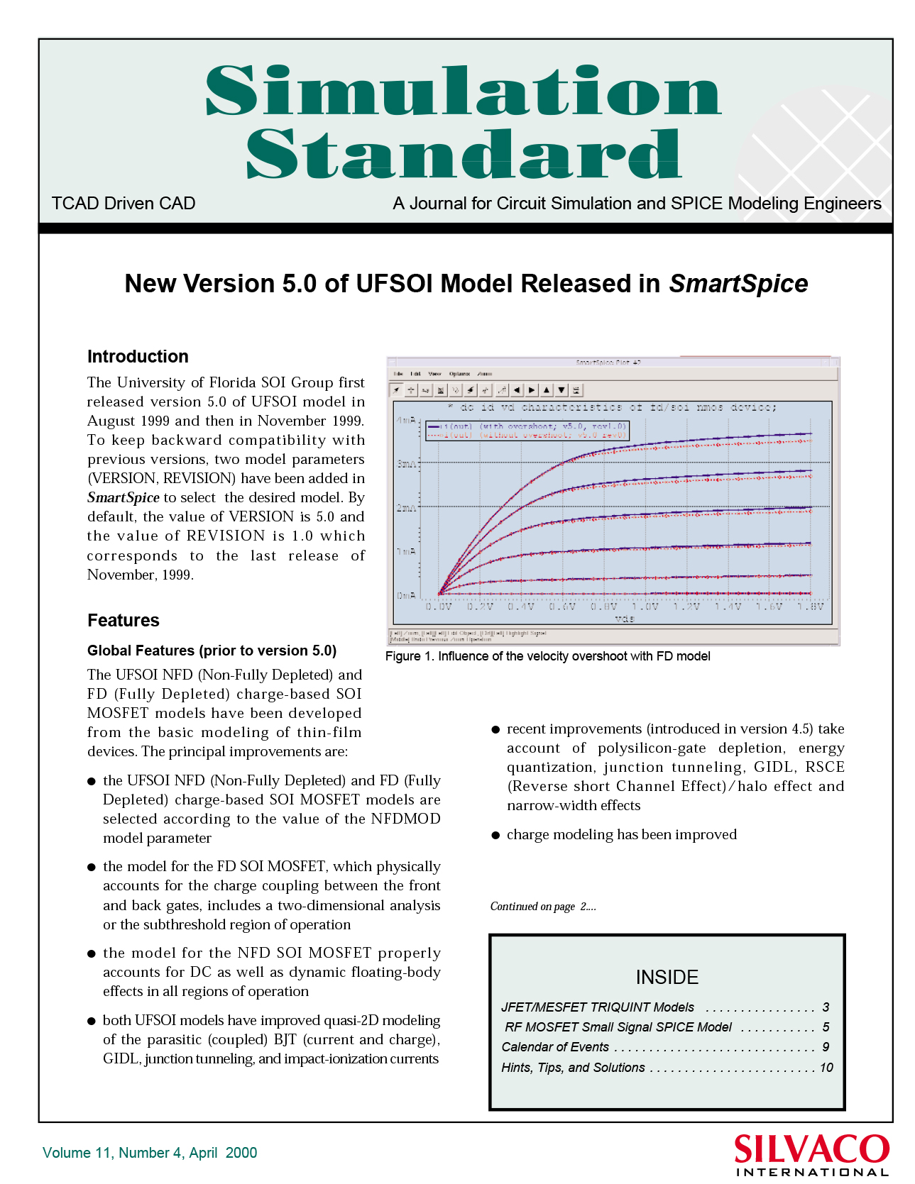 New Version 5.0 of UFSOI Model Released in SmartSpice - Silvaco