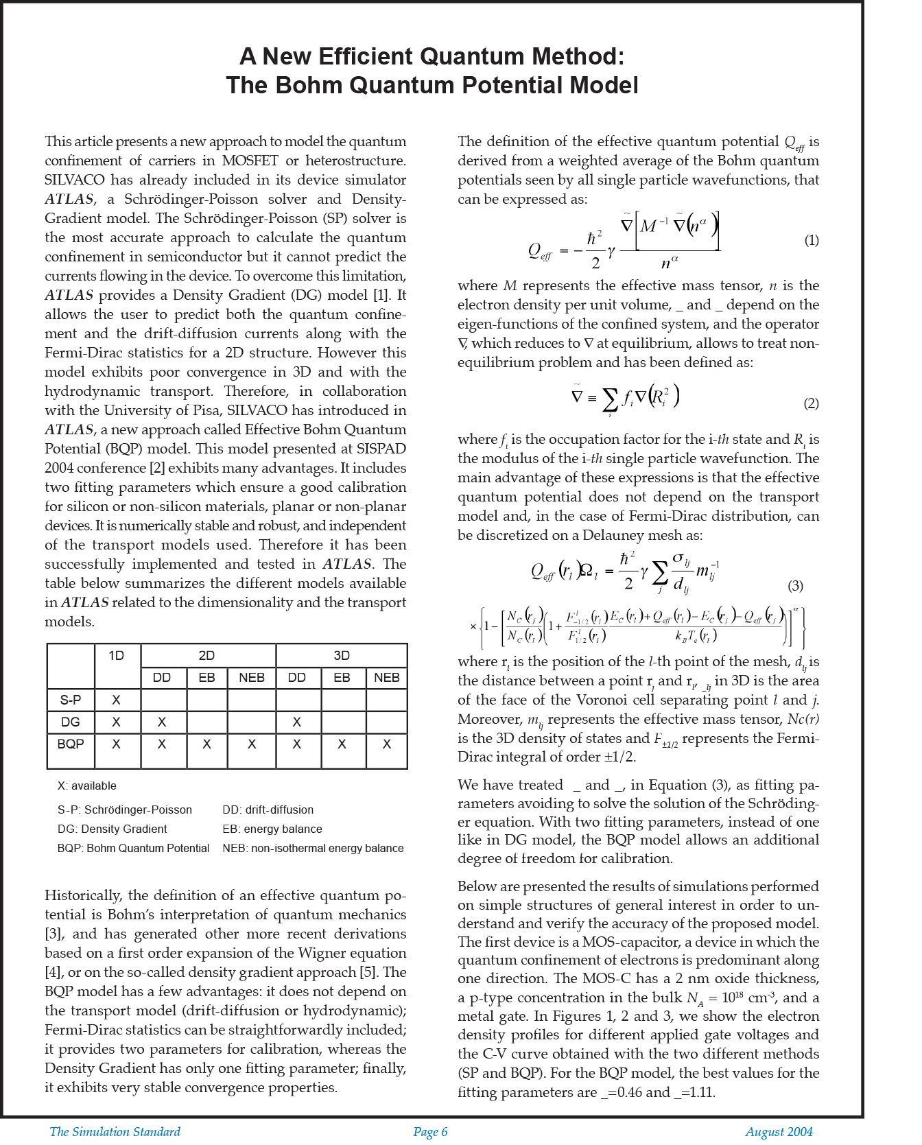 A New Efficient Quantum Method: The Bohm Quantum Potential Model - Silvaco