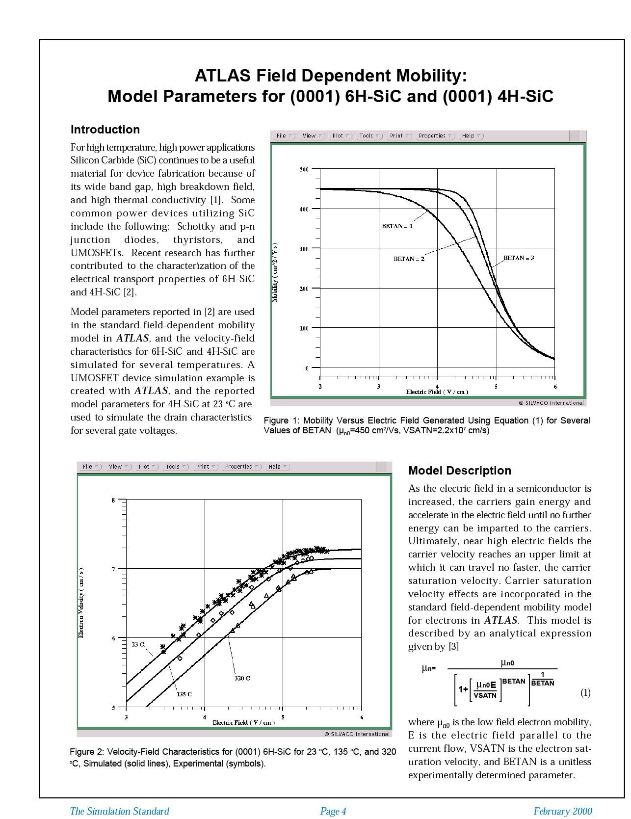 Atlas Field Dependent Mobility Model Parameters For 0001 6h Sic And