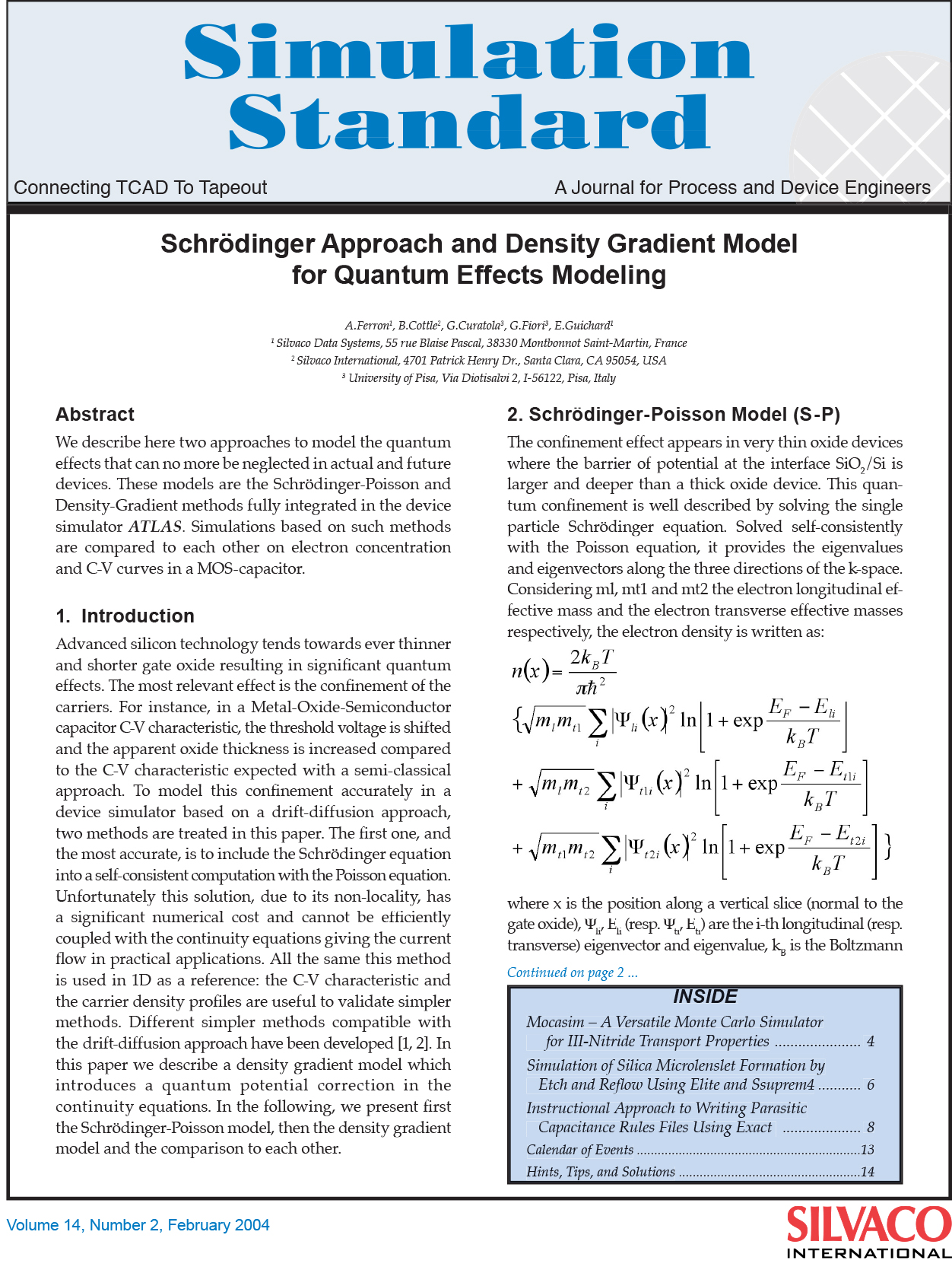 Schrödinger Approach and Density Gradient Model for Quantum Effects ...