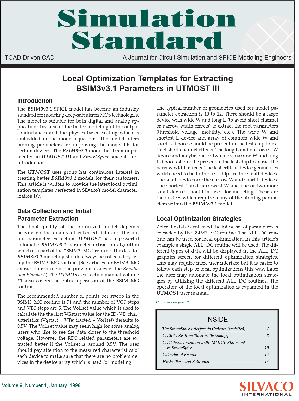 Local Optimization Templates For Extracting Bsim3v3 1 Parameters In Utmost Iii Silvaco