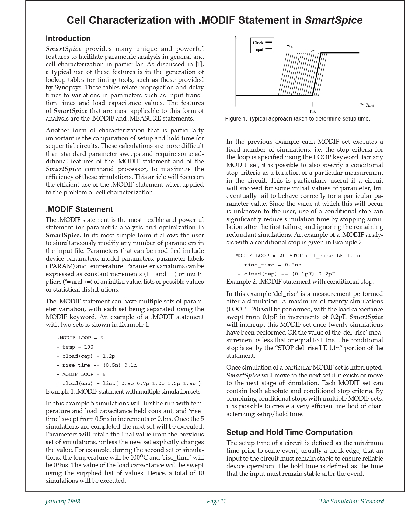 Cell Characterization with .MODIF Statement in SmartSpice - Silvaco