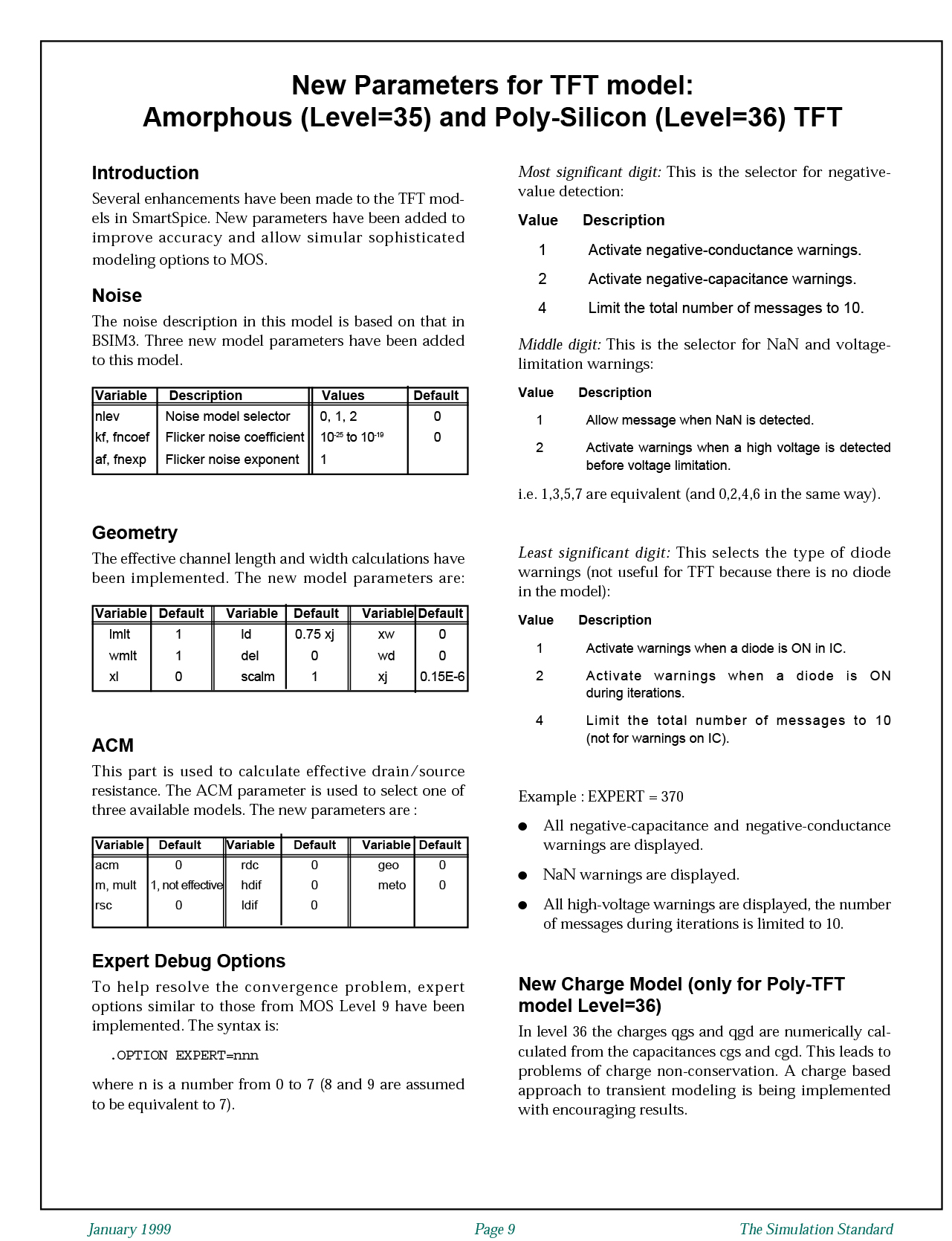 New Parameters for TFT model: Amorphous (Level=35) and Poly-Silicon ...