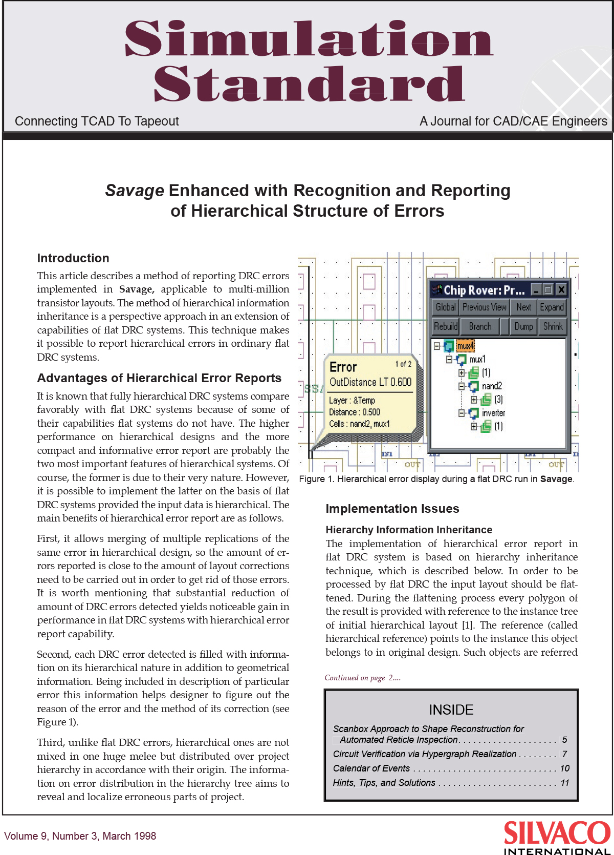 Savage Enhanced with Recognition and Reporting of Hierarchical Structure of Errors - Silvaco