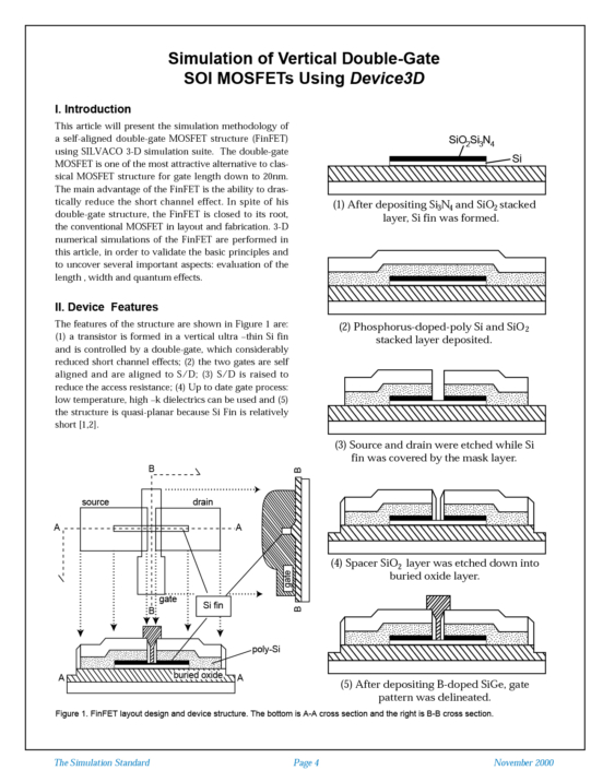 Simulation of Vertical Double-Gate SOI MOSFETs Using Device3D - Silvaco